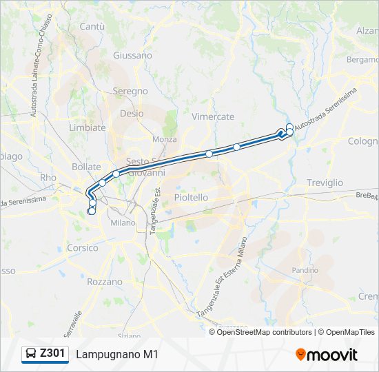 Linea Z301: orari, fermate e mappe - Lampugnano M1 (Aggiornato)