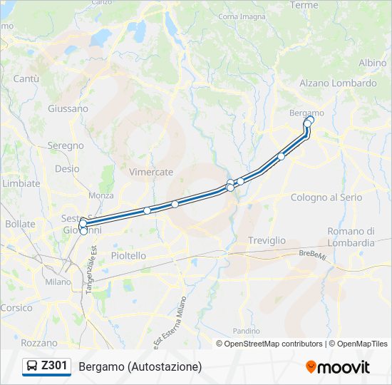 Z301 Route: Schedules, Stops & Maps - Bergamo (Autostazione) (Updated)