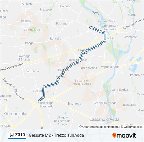 Linea z310: orari, fermate e mappe - Gessate M2 (Aggiornato)