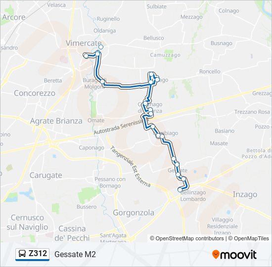 Linea z312: orari, fermate e mappe - Gessate M2 (Aggiornato)