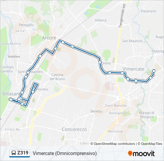 Linea z319: orari, fermate e mappe - Vimercate (Omnicomprensivo ...