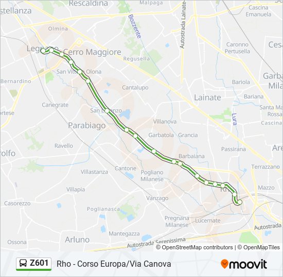 z601 Route: Schedules, Stops & Maps - Rho - Corso Europa/Via Canova ...
