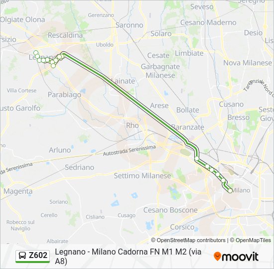 Linea Z602: orari, fermate e mappe - Milano - Via Jacini - Cadorna ...
