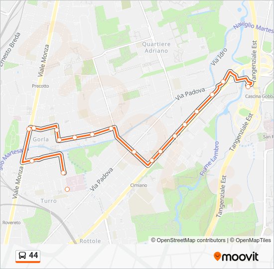 Linea 44: orari, fermate e mappe - Q.re Turro (Aggiornato)