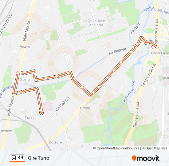 Linea 44: orari, fermate e mappe - Q.re Turro (Aggiornato)