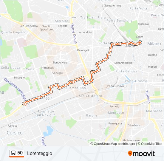 Linea 50: orari, fermate e mappe - Lorenteggio (Aggiornato)