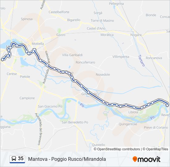 Linea 35: orari, fermate e mappe - Mantova Borgochiesanuova (Aggiornato)