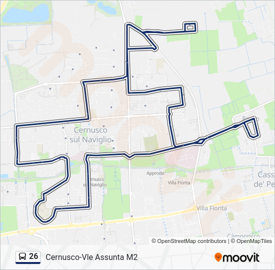 Linea 26: orari, fermate e mappe - Cernusco-Vle Assunta M2 (Aggiornato)