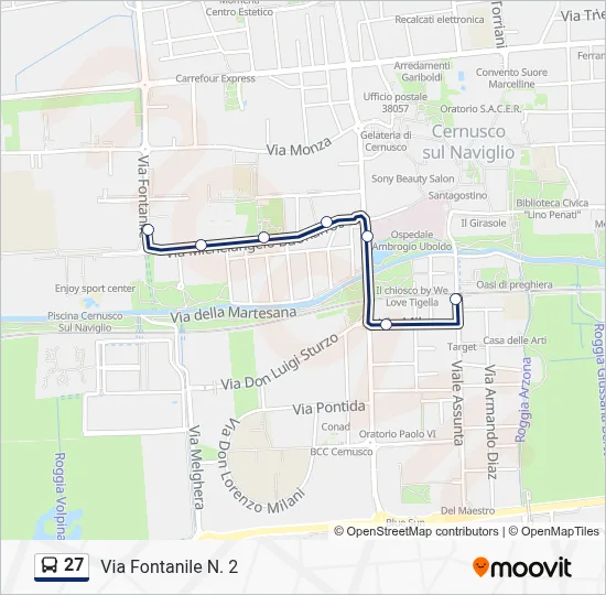 Linea 27: orari, fermate e mappe - Via Fontanile N. 2 (Aggiornato)