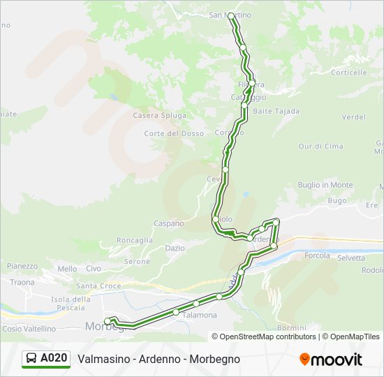 Linea a020: orari, fermate e mappe - Morbegno FS (Aggiornato)