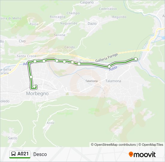 Linea a021: orari, fermate e mappe - Desco (Aggiornato)