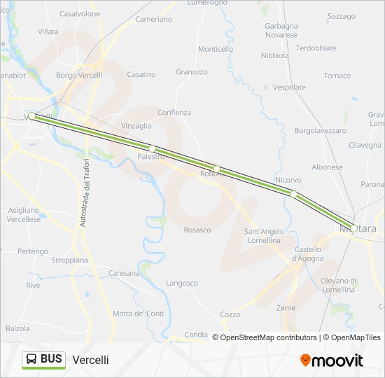 Linea bus: orari, fermate e mappe - Vercelli (Aggiornato)
