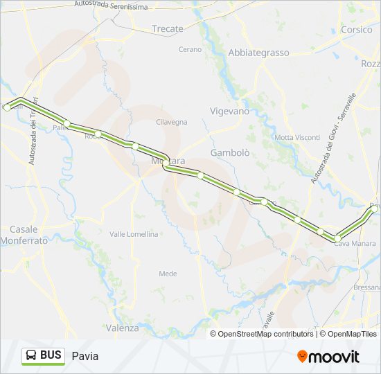 Linea bus: orari, fermate e mappe - Pavia (Aggiornato)