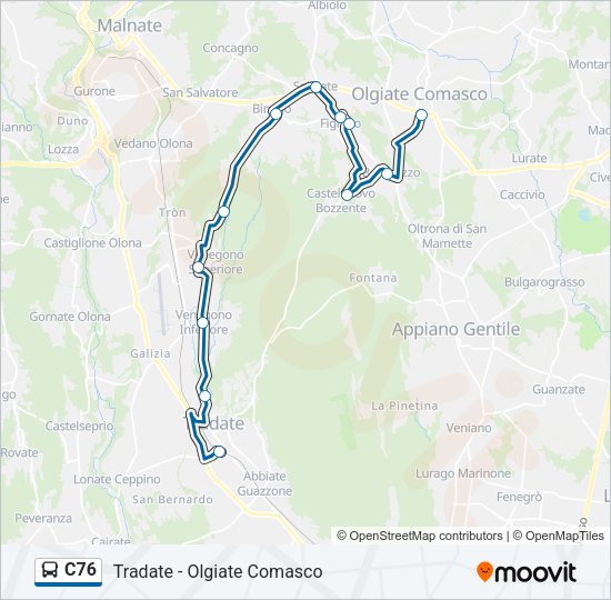 C76 Route: Schedules, Stops & Maps - Tradate Fnm - Binago Venegono ...