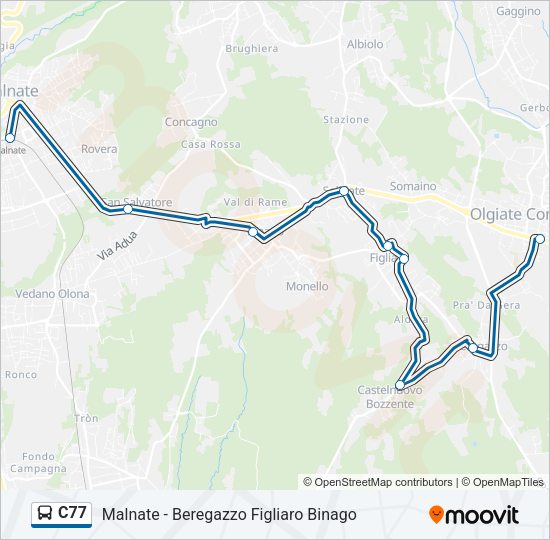 Linea C77: orari, fermate e mappe - Malnate - Beregazzo Figliaro Binago ...