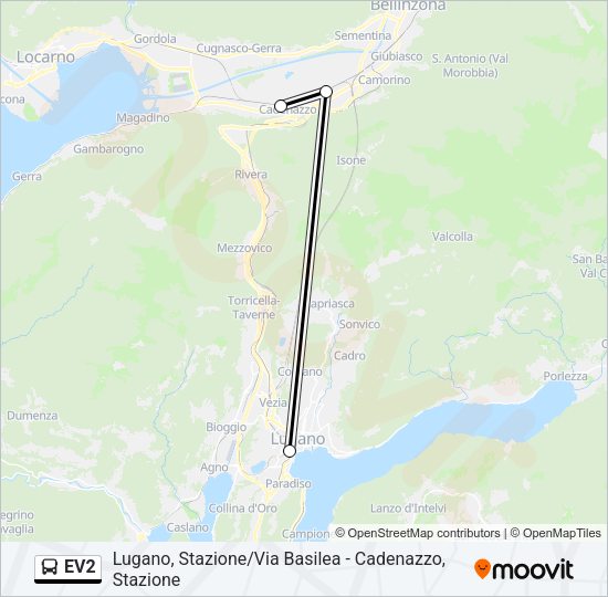 Linea ev2: orari, fermate e mappe - Cadenazzo, Stazione (Aggiornato)