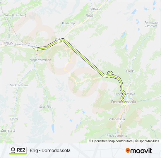 re2 Route: Schedules, Stops & Maps - Visp (Updated)