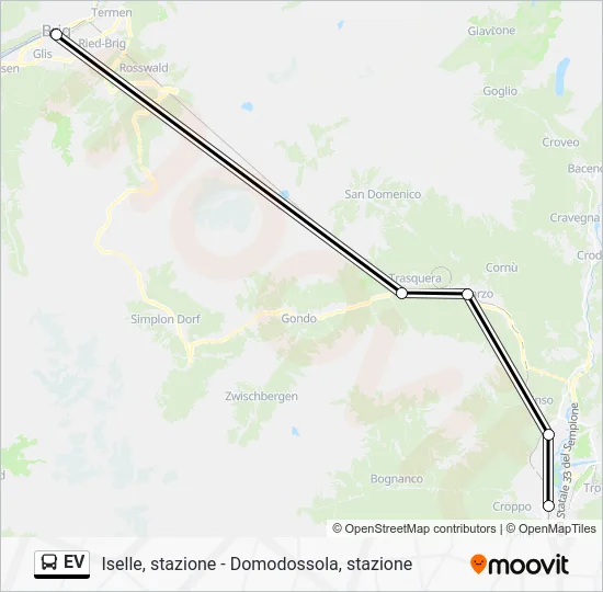 Linea EV: orari, fermate e mappe - Domodossola, Stazione (Aggiornato)