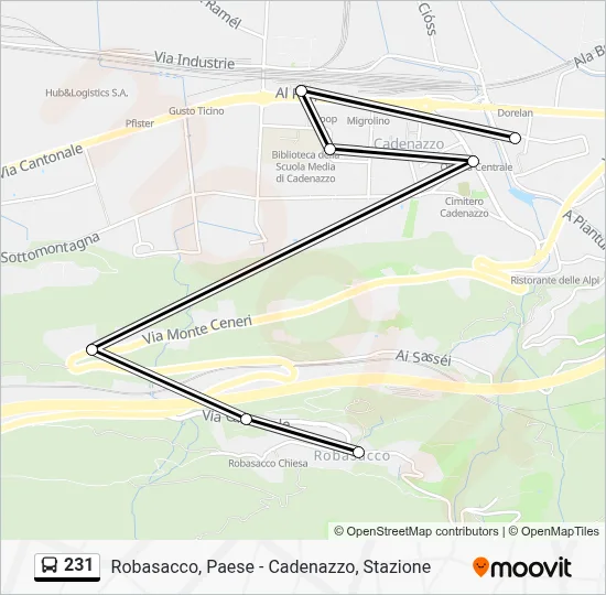 Linea 231: orari, fermate e mappe - Robasacco, Paese (Aggiornato)