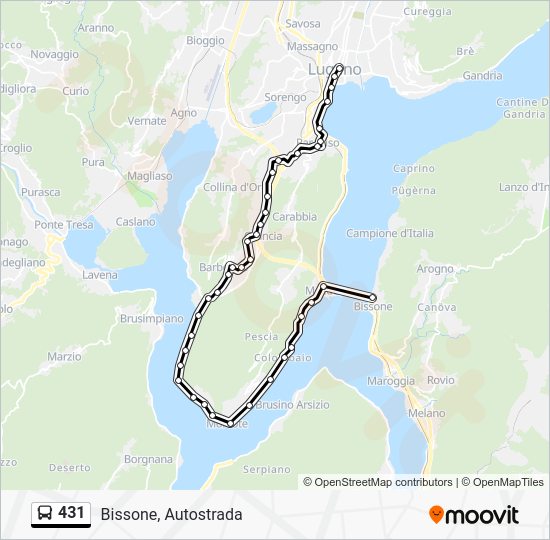 Linea 431: orari, fermate e mappe - Bissone, Autostrada (Aggiornato)