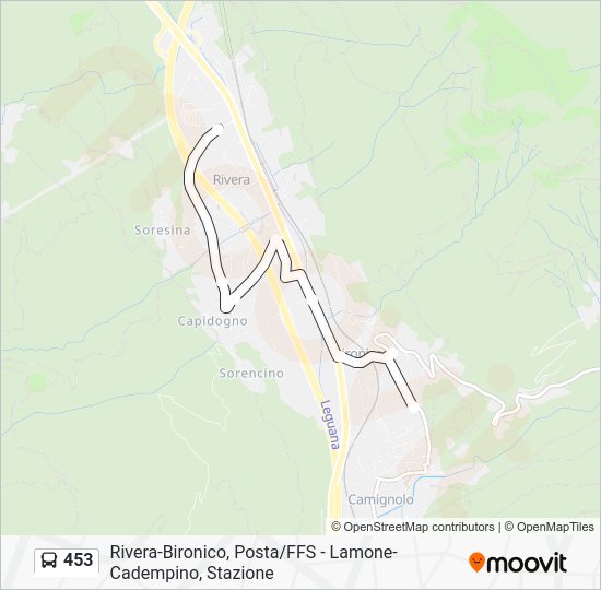 Linea 453: orari, fermate e mappe - Rivera, Caslaccio (Aggiornato)