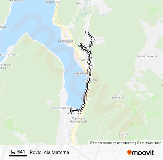Linea 541: orari, fermate e mappe - Rovio, Ala Materna (Aggiornato)