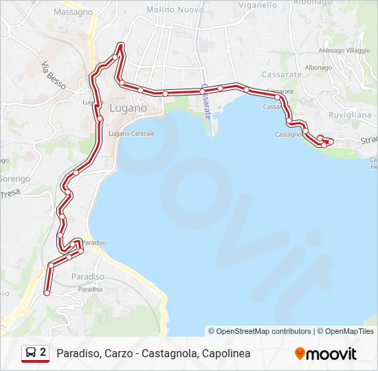 Linea 2: orari, fermate e mappe - Castagnola, Capolinea (Aggiornato)