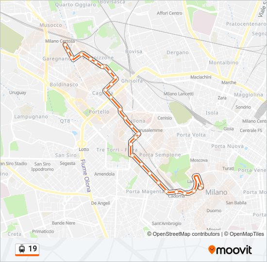 Linea 19: orari, fermate e mappe - Via Cusani (Aggiornato)