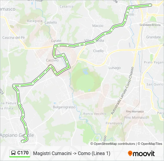 Linea C170: orari, fermate e mappe - Magistri Cumacini -> Como (Linea 1 ...