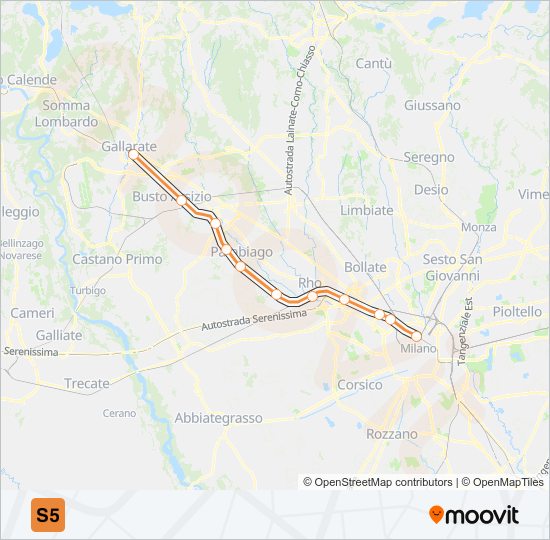 Linea S5: orari, fermate e mappe - Treviglio (Aggiornato)