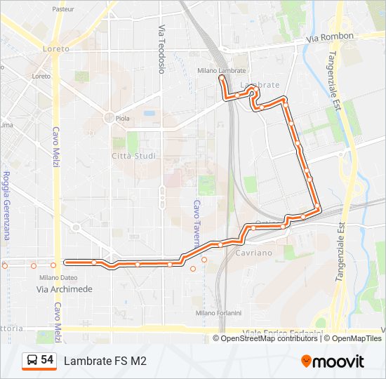 Linea 54: orari, fermate e mappe - Lambrate FS M2 (Aggiornato)