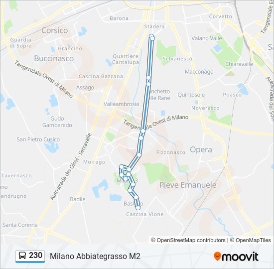 Linea 230: orari, fermate e mappe - Milano Abbiategrasso M2 (Aggiornato)