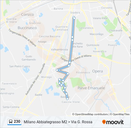 Linea 230: orari, fermate e mappe - Milano Abbiategrasso M2 (Aggiornato)
