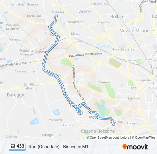 Linea 433: orari, fermate e mappe - Rho (Aggiornato)
