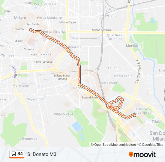Linea 84: orari, fermate e mappe - Corvetto M3/San Donato M3 (Aggiornato)