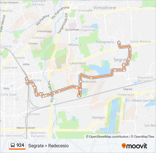 Linea 924: orari, fermate e mappe - Segrate (Aggiornato)