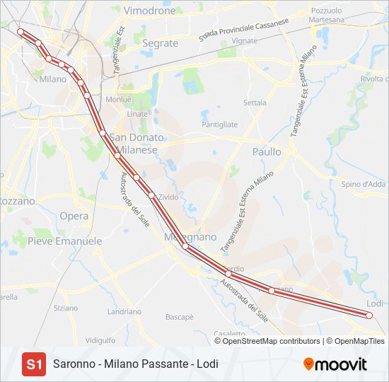 Linea s1: orari, fermate e mappe - Lodi (Aggiornato)