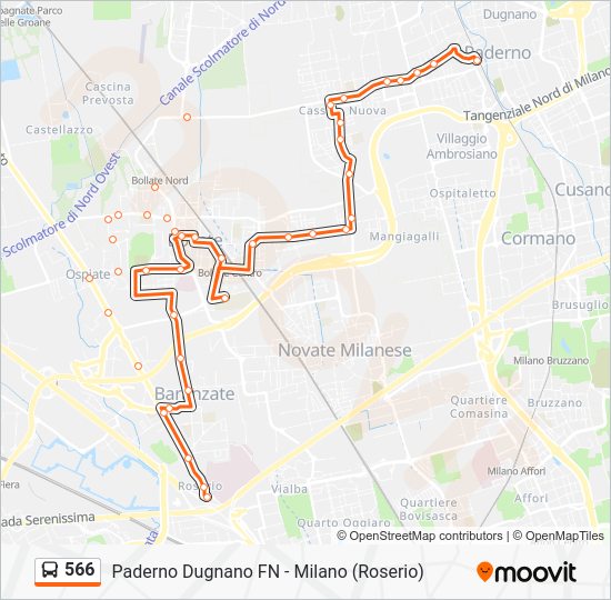 Linea 566: orari, fermate e mappe - Milano Roserio (Aggiornato)
