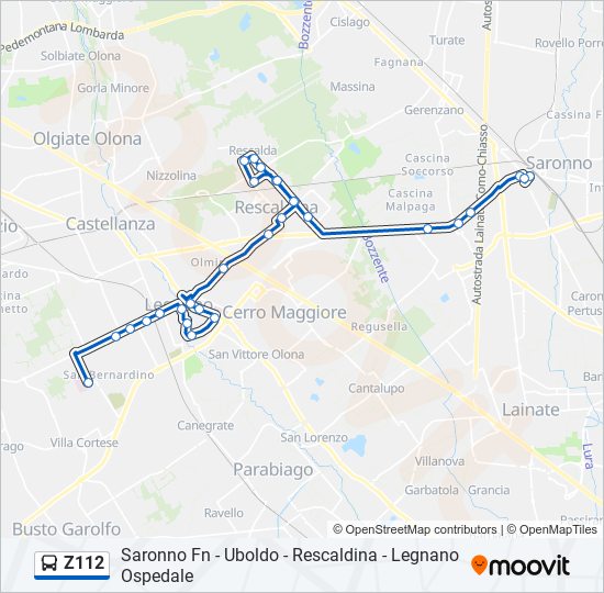 Linea z112: orari, fermate e mappe - Legnano V. Giovanni Paolo II ...