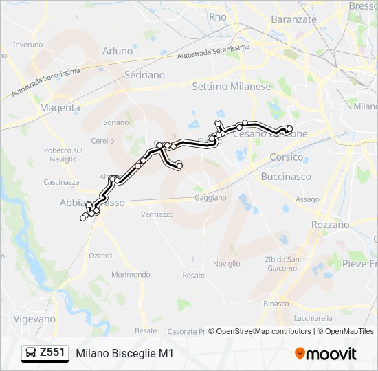 Z551 Route: Schedules, Stops & Maps - Milano Bisceglie M1 (Updated)