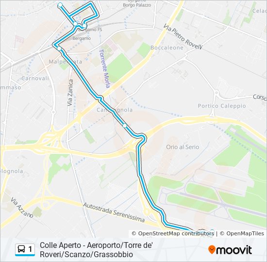 Linea 1: orari, fermate e mappe - Bergamo Stazione F.S. Porta Nuova (1 ...
