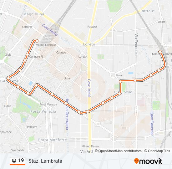 Linea 19: orari, fermate e mappe - Staz. Lambrate (Aggiornato)