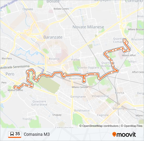 Linea 35: orari, fermate e mappe - Comasina M3 (Aggiornato)