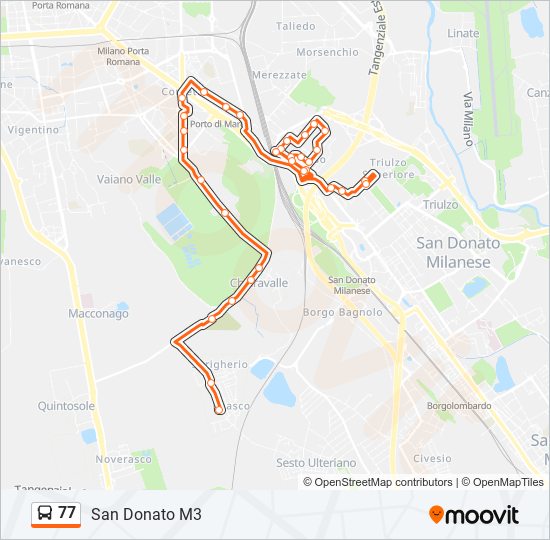 Linea 77: orari, fermate e mappe - Corvetto M3/San Donato M3 (Aggiornato)