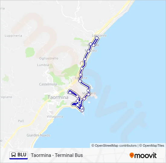 Linea BLU: orari, fermate e mappe - Taormina - Terminal Bus (Aggiornato)
