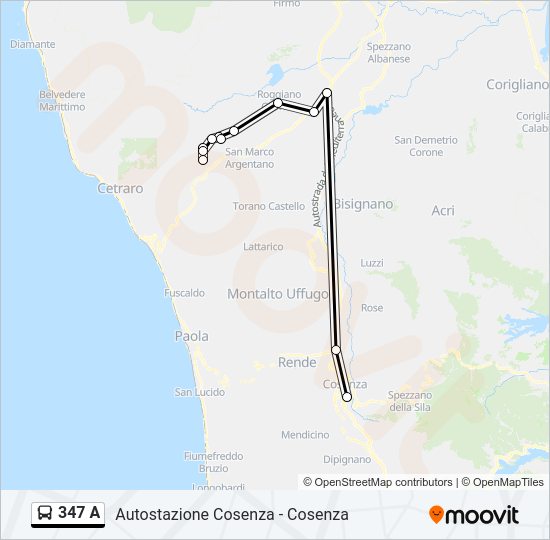 347 a Route: Schedules, Stops & Maps - Autostazione Cosenza - Cosenza ...