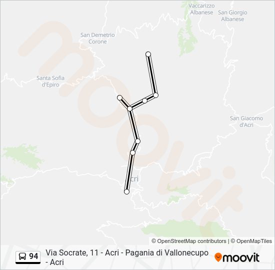 94 Route: Schedules, Stops & Maps - Pagania Di Vallonecupo - Acri (Updated)