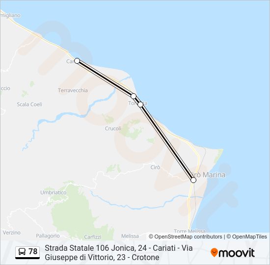 78 Route: Schedules, Stops & Maps - Strada Statale 106 Jonica - Ciro ...