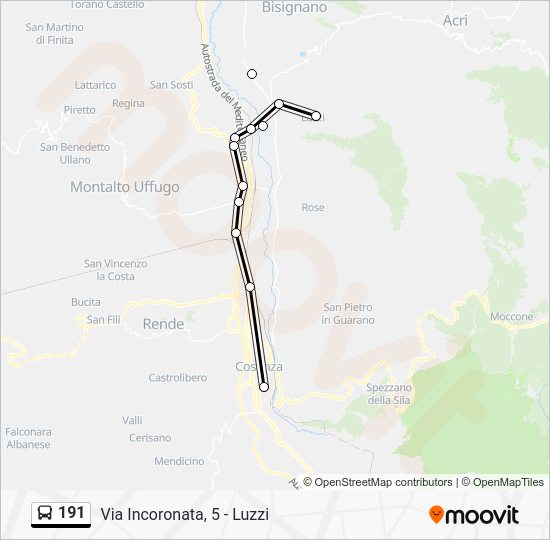 191 Route: Schedules, Stops & Maps - Via Incoronata, 5 - Luzzi (Updated)