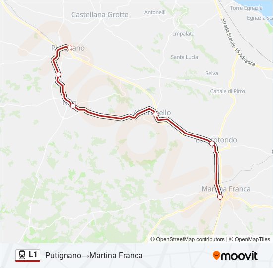 Linea l1: orari, fermate e mappe - Putignano‎→Martina Franca (Aggiornato)